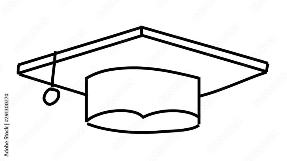 graduation cap cartoon hand drawn illustration animation sketch with ...