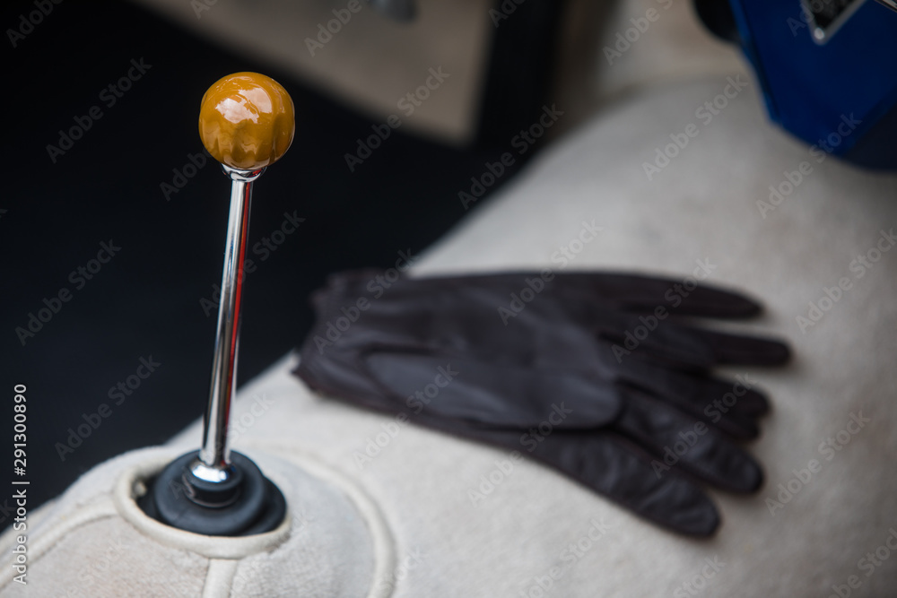 Gear shifter of a vintage car Stock Photo | Adobe Stock