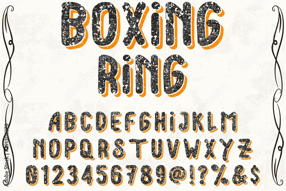 Classic vintage decorative font label design named vintage boxing ring ...