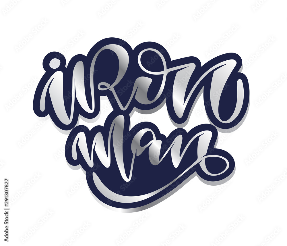 Iron Man - cute hand drawn doodle lettering postcard template poster ...