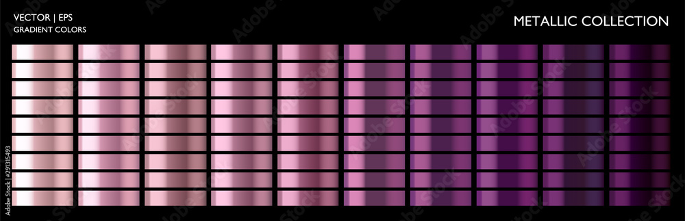 Metal gradient. Metallic violet set. Purple, silver, lilas colorful ...