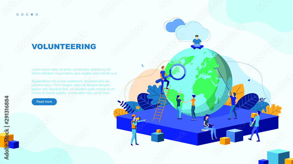 Trendy flat illustration. Volunteering page concept. Save planet ...
