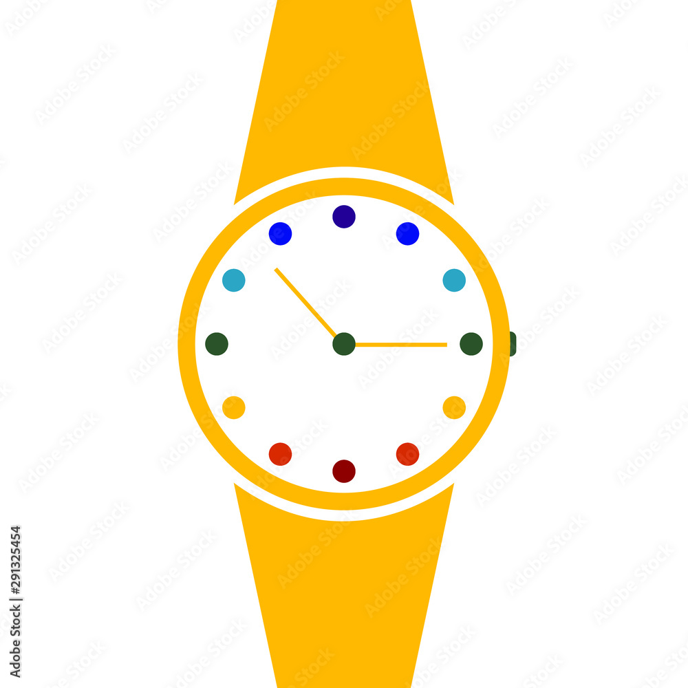Vector analog clock on a wrist icon. Symbol of time management ...