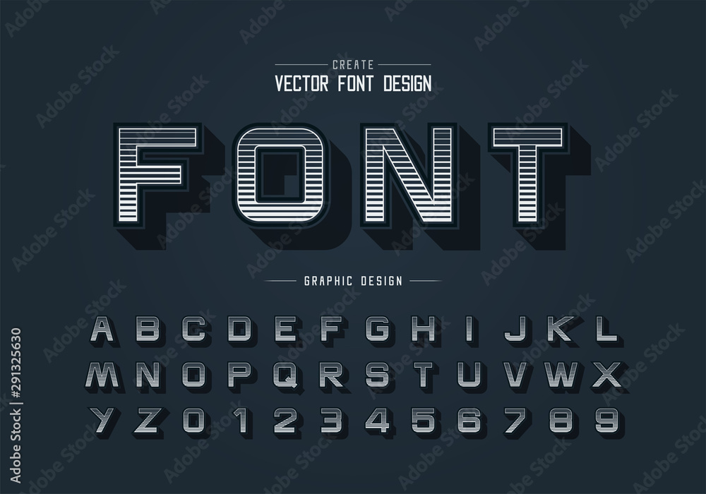 Line font and alphabet vector, Digital design typeface letter and ...
