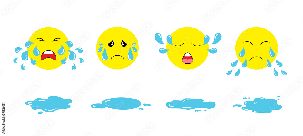 Crying Out Loud Raindrop Emoji Cartoon Clipart Vector Friendlystock