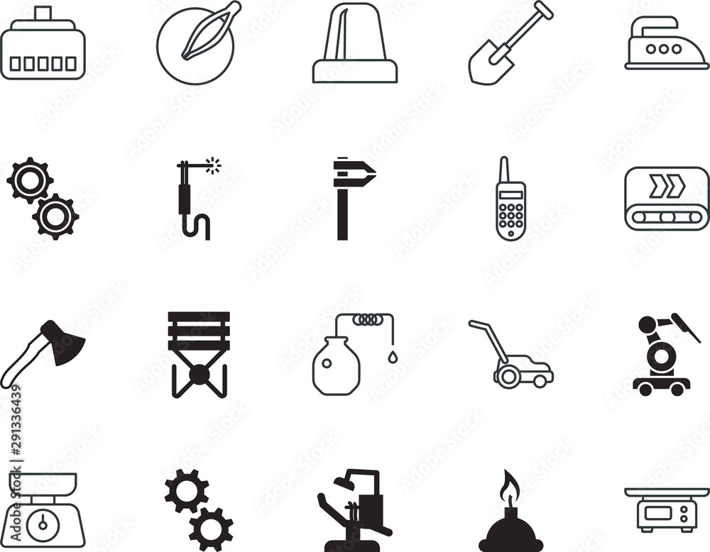 equipment vector icon set such as: automation, clock, connection ...