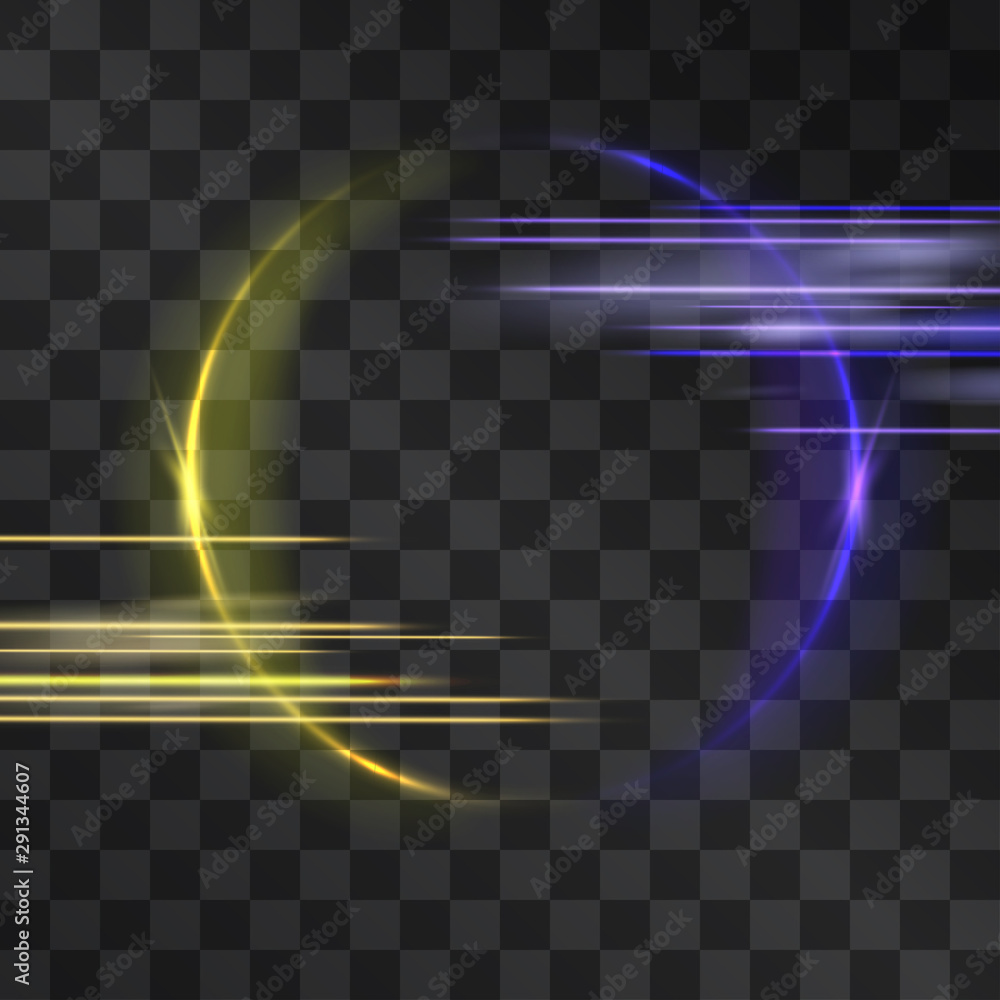 Light effect eclipse frame with side laser flares isolated on ...