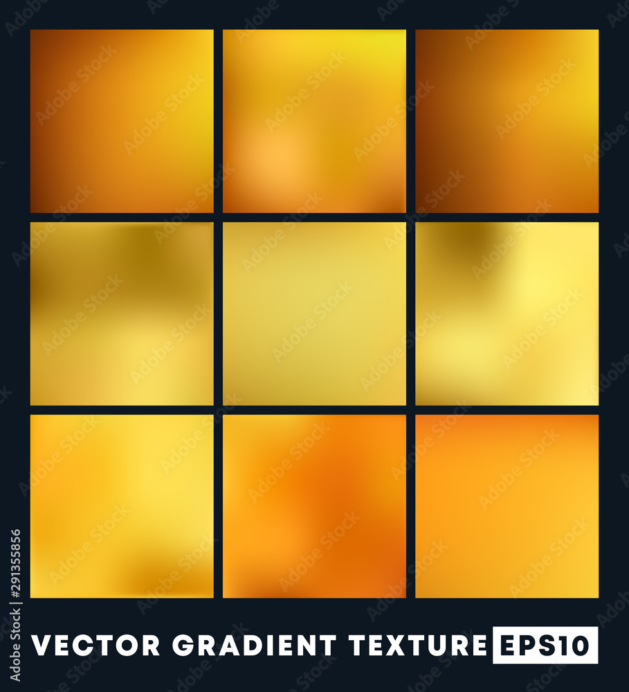 Set of gold gradient texture pattern background. Vector illustartion ...