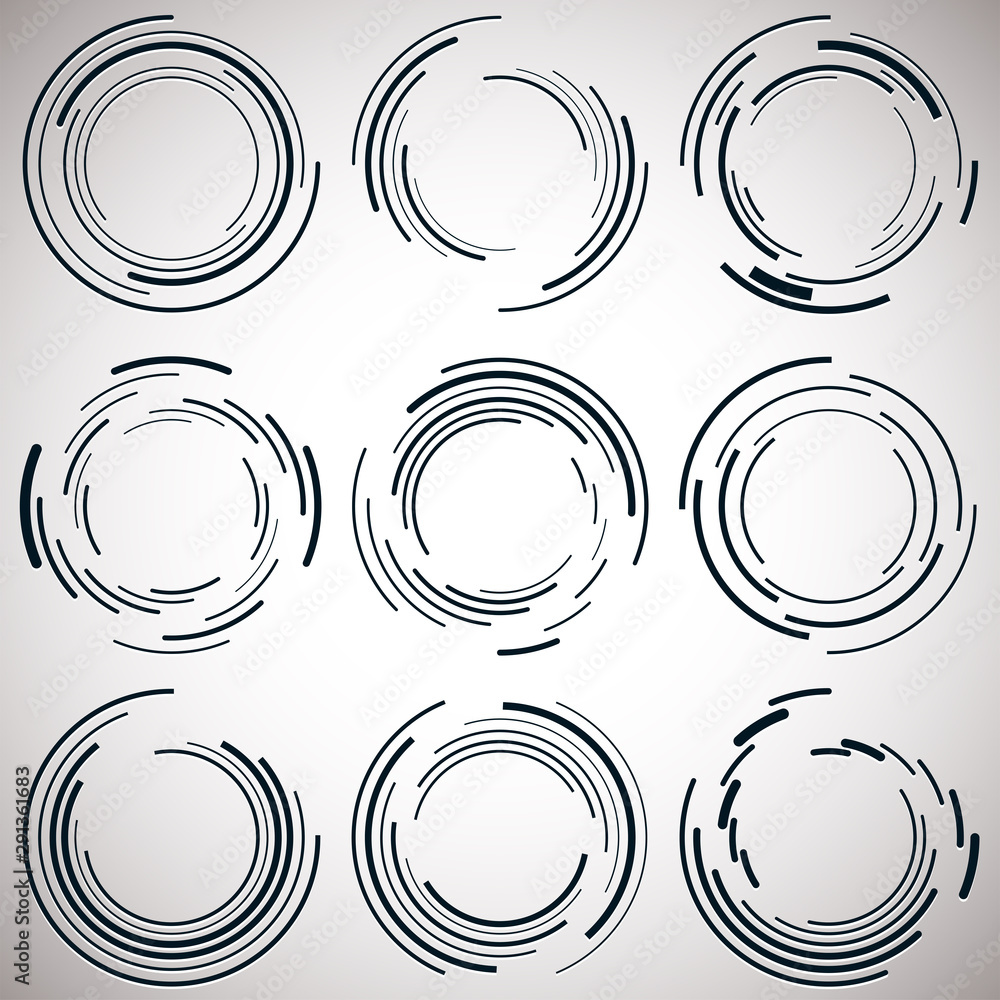 Abstract concentric circle. Spiral, swirl, twirl element. Circular and ...