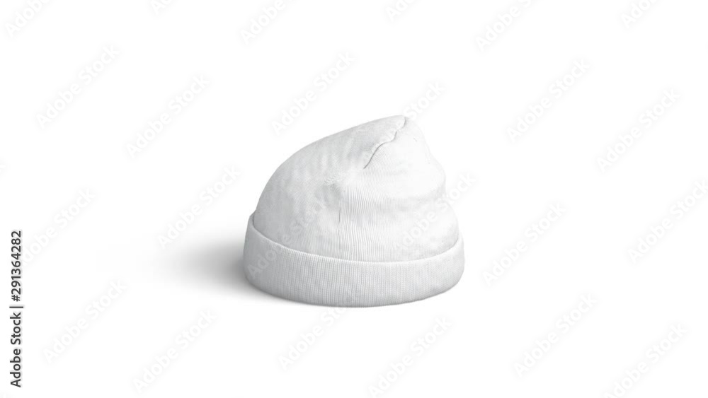 Blank white beanie mockup, isolated, looped rotation Stock Video ...