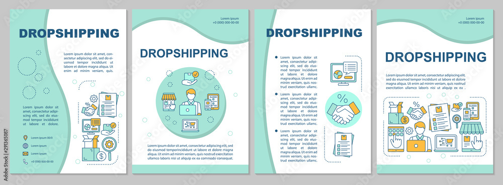 Dropshipping brochure template. Online business. Delivery service ...