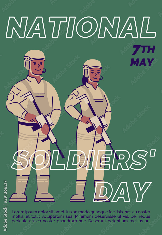 National soldiers day poster vector template. US army holiday ...