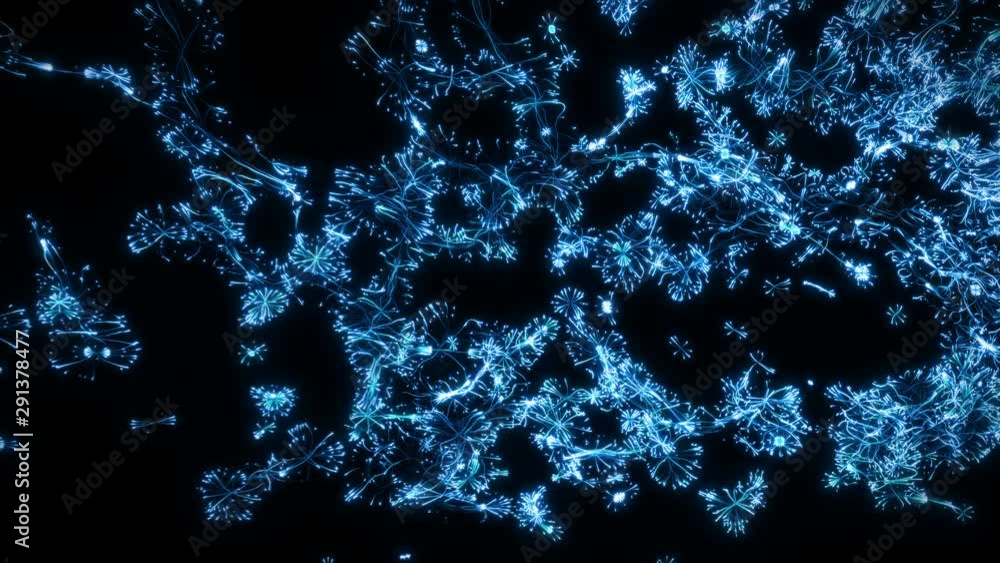 Visual representation flying through blue abstract digital tunnel ...