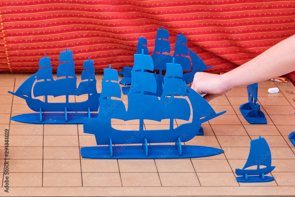 The game of battleship large models of sailing ships. The field is ...