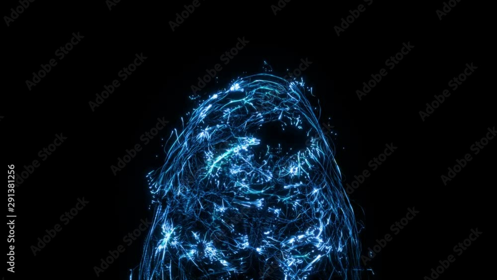 Visual representation flying through blue abstract digital tunnel ...