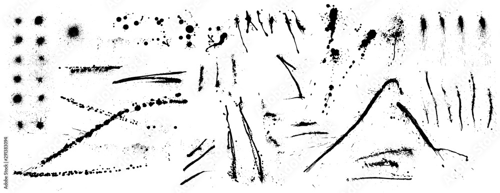 Black ink spots set. Blot texture, Inked splatter dirt stain spatter ...