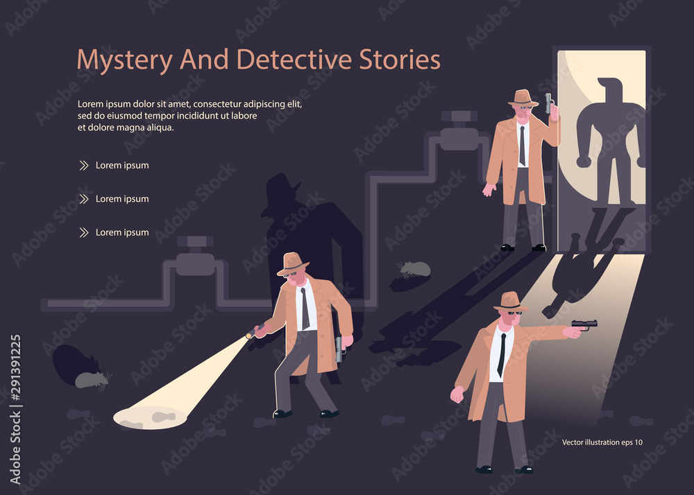 Landing page templates for Detective blog Stock Vector | Adobe Stock