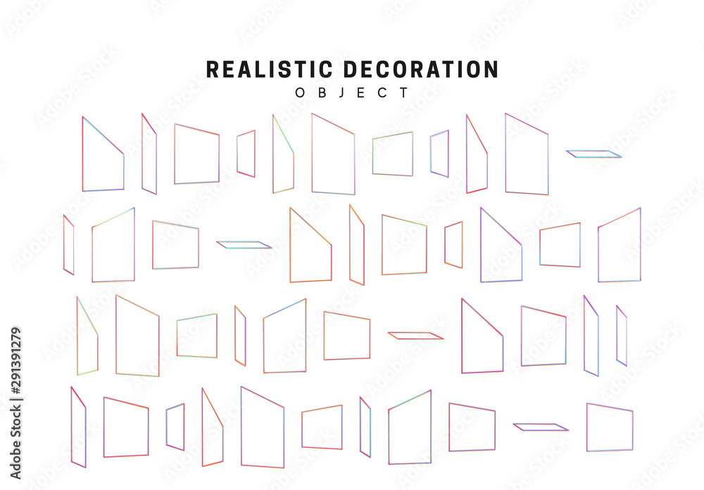 Trapezium Set. trapezoid geometric Realistic 3d shape. objects with ...