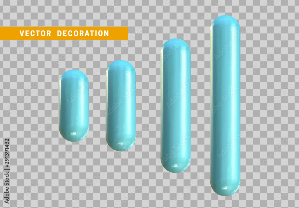 Set 3d blue capsule. Geometric Shapes Objects. Realistic geometry ...