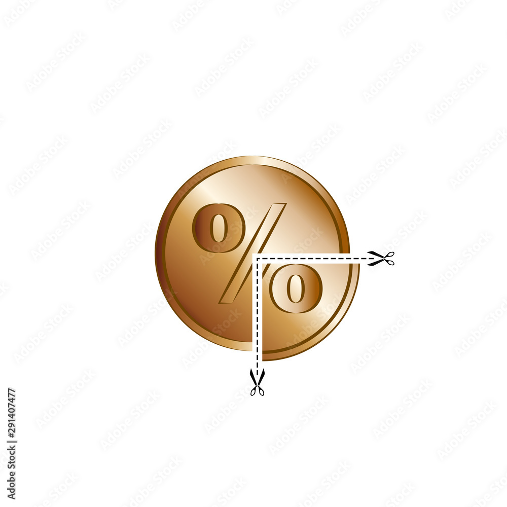 Rate cut illustration financial concept reduction of interest payments ...