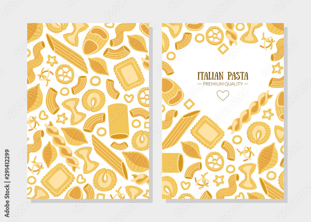 Italian Pasta Premium Quality Card Template Set with Different Types of ...