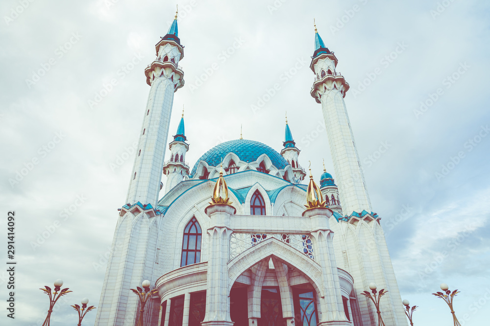 View on Kul Sharif mosque in Kazan Kremlin, one of the largest mosques in Russia. The Republic ...