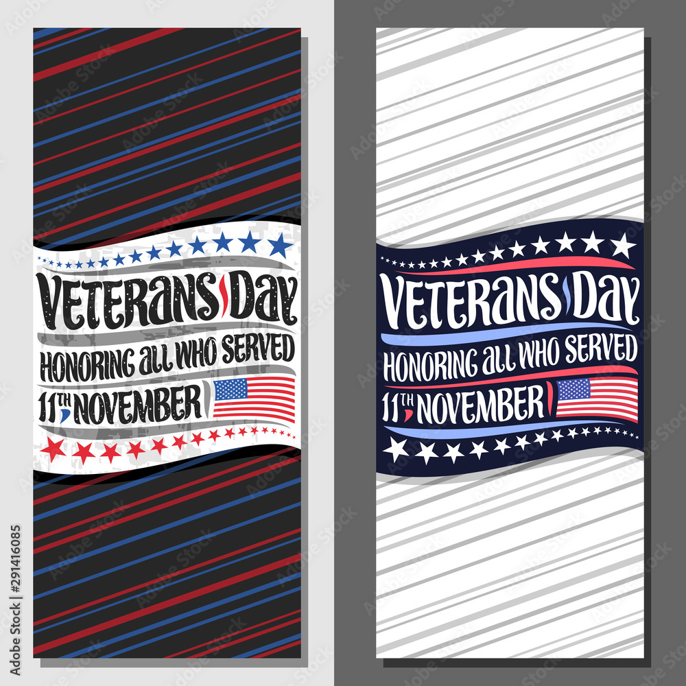 Vector layouts for Veterans Day, decorative brochure with illustration ...