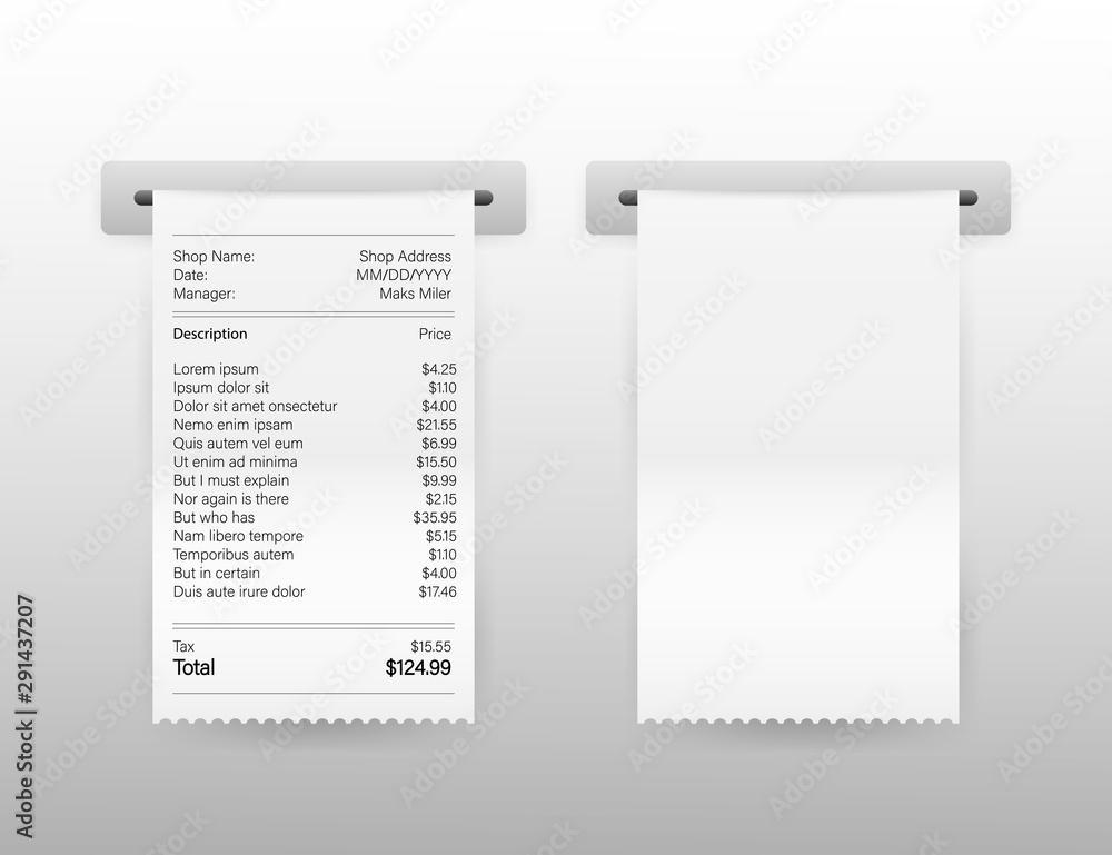 Vector Realistic 3d Paper Printed ATM Transaction Record Receipt Set ...