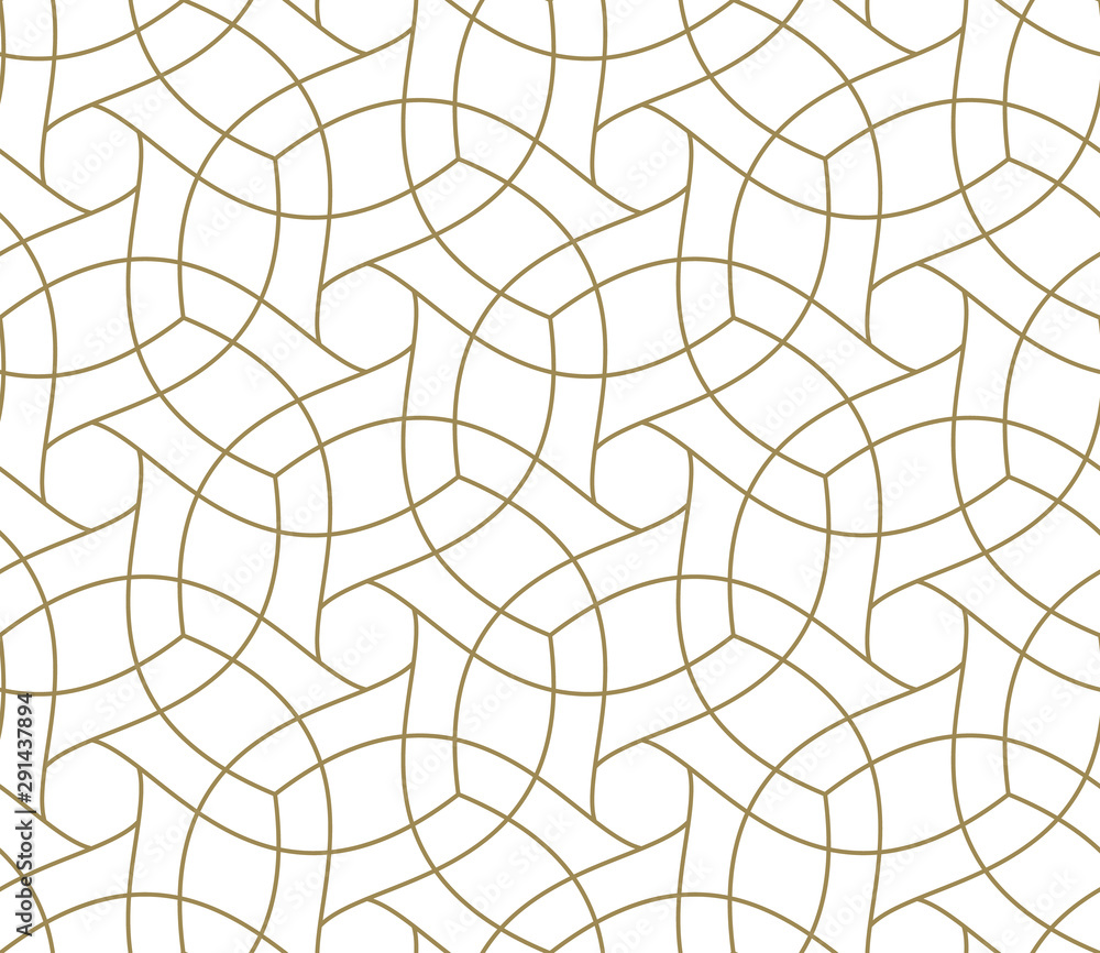 Seamless pattern with abstract geometric line texture, gold on white ...