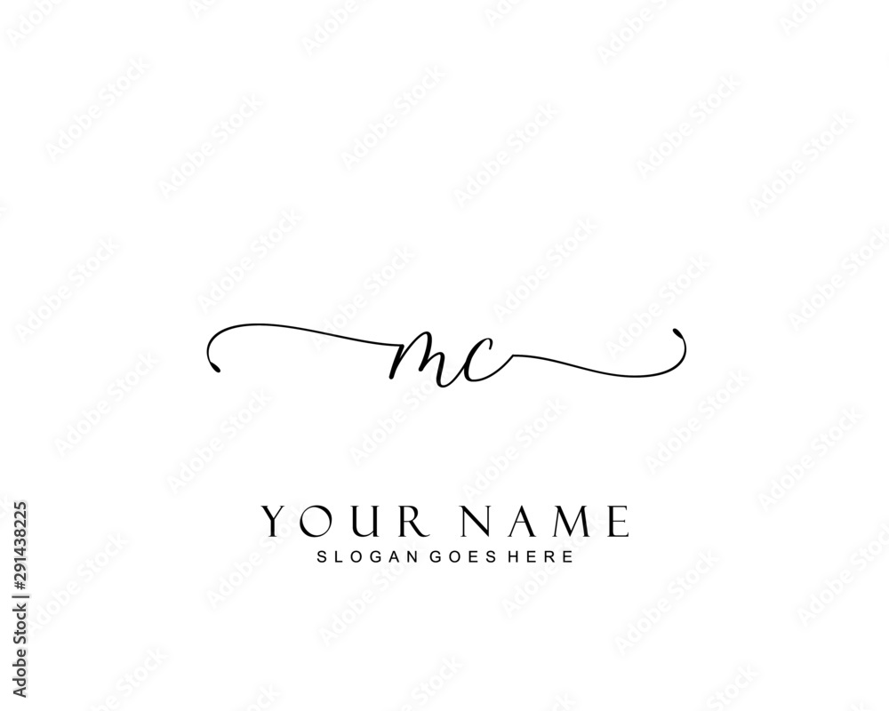 Initial MC beauty monogram and elegant logo design, handwriting logo of ...
