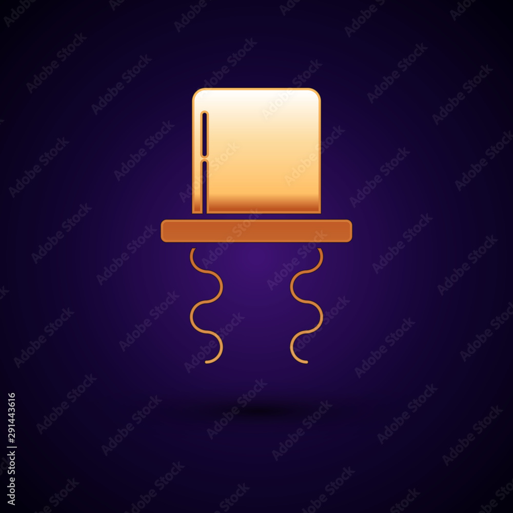 Gold Orthodox jewish hat with sidelocks icon isolated on dark blue ...