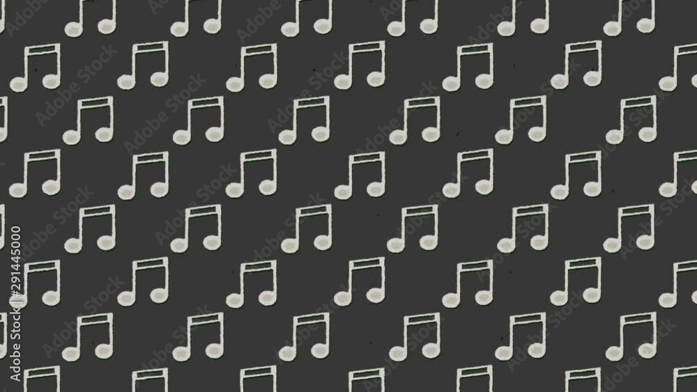 A simple animation: a repeated pattern of white musical notes, moving ...
