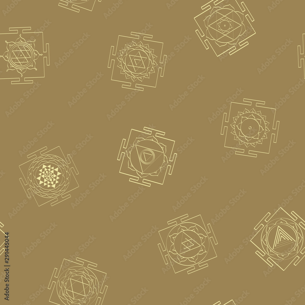 Seamless pattern with Yantra Hinduism symbols Stock Vector | Adobe Stock