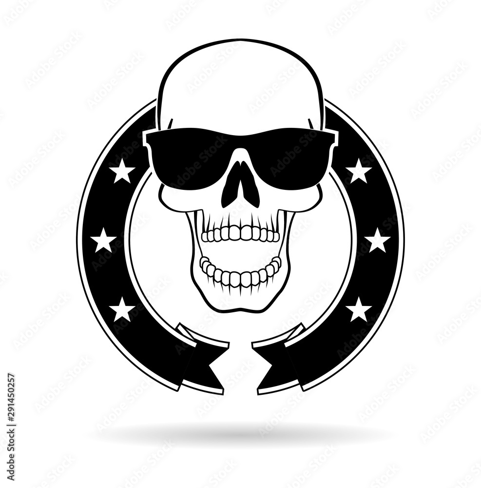 Totenkopf Logo Sterne Kreis Stock Vector | Adobe Stock