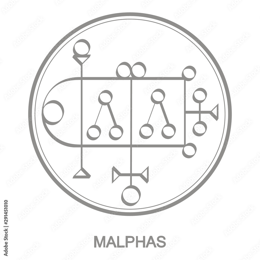 Vetor de Vector icon with symbol of demon Malphas. Sigil of Demon ...
