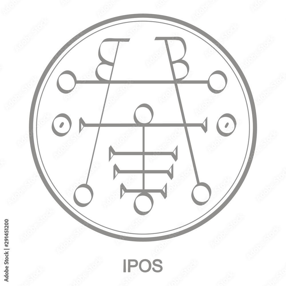 Vector icon with symbol of demon Ipos. Sigil of Demon Ipos Stock Vector ...