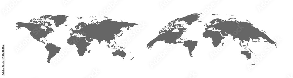 Earth map with 3d Earth map. Panorama view. Simple template earth map ...