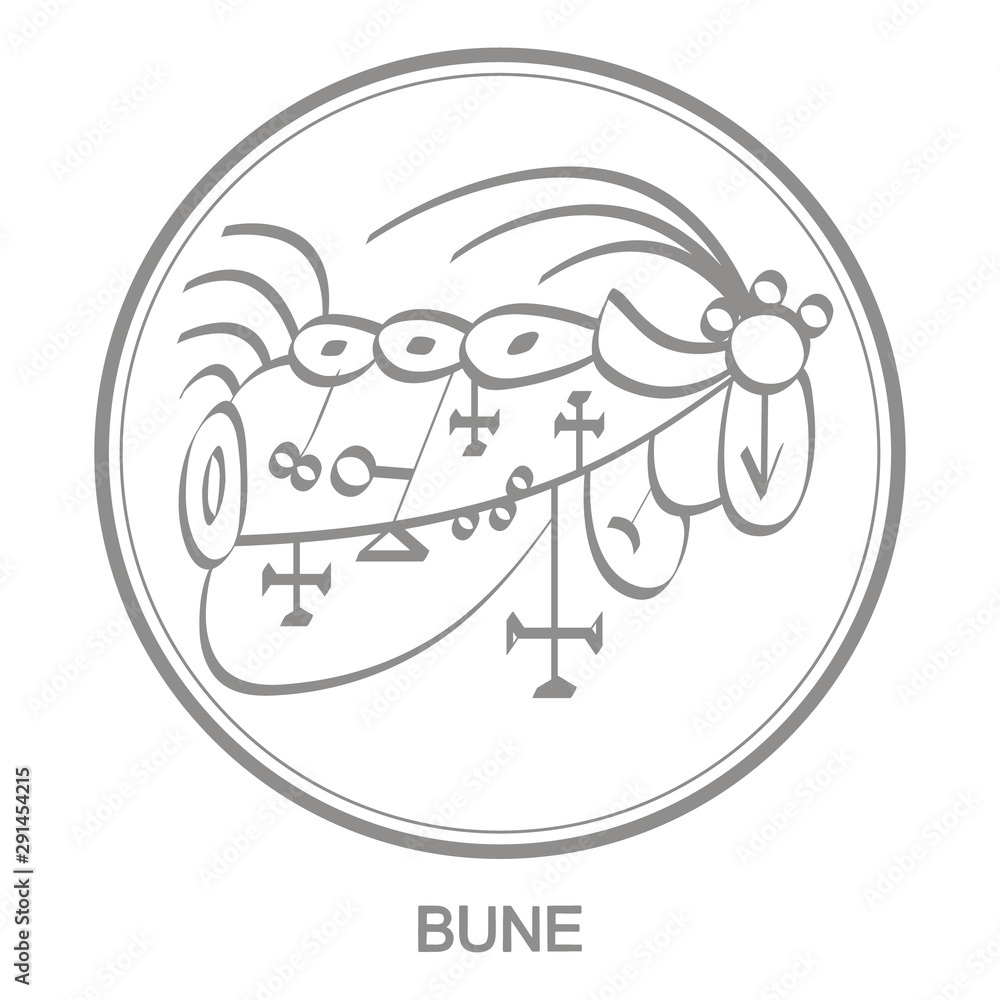 Vector icon with symbol of demon Bune. Sigil of Demon Bune Векторный ...
