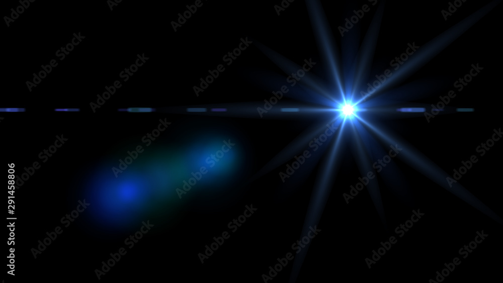 Lens Flare light over Black Background. Easy to add overlay or screen ...