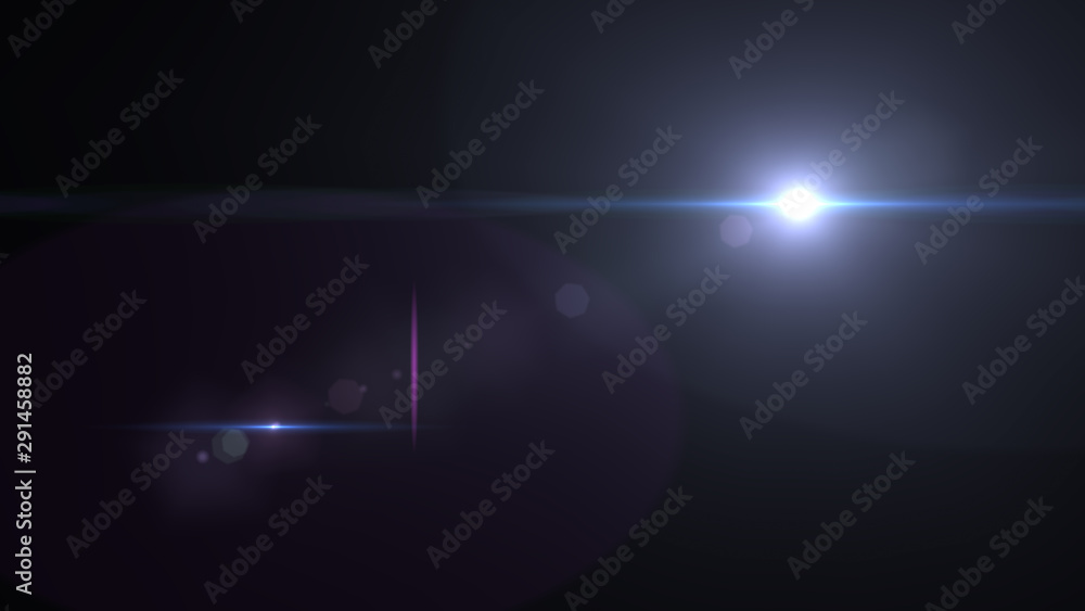 Lens Flare light over Black Background. Easy to add overlay or screen ...