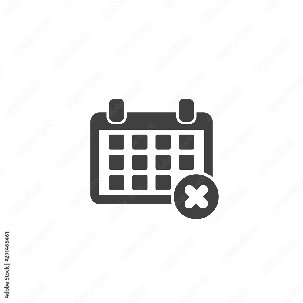 Calendar with cross icon in black color on a white background Stock ...