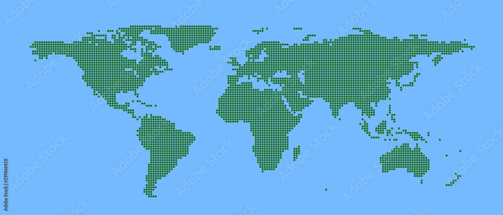 Abstract pixel world map. Halftone style. Vector illustration. Stock ...