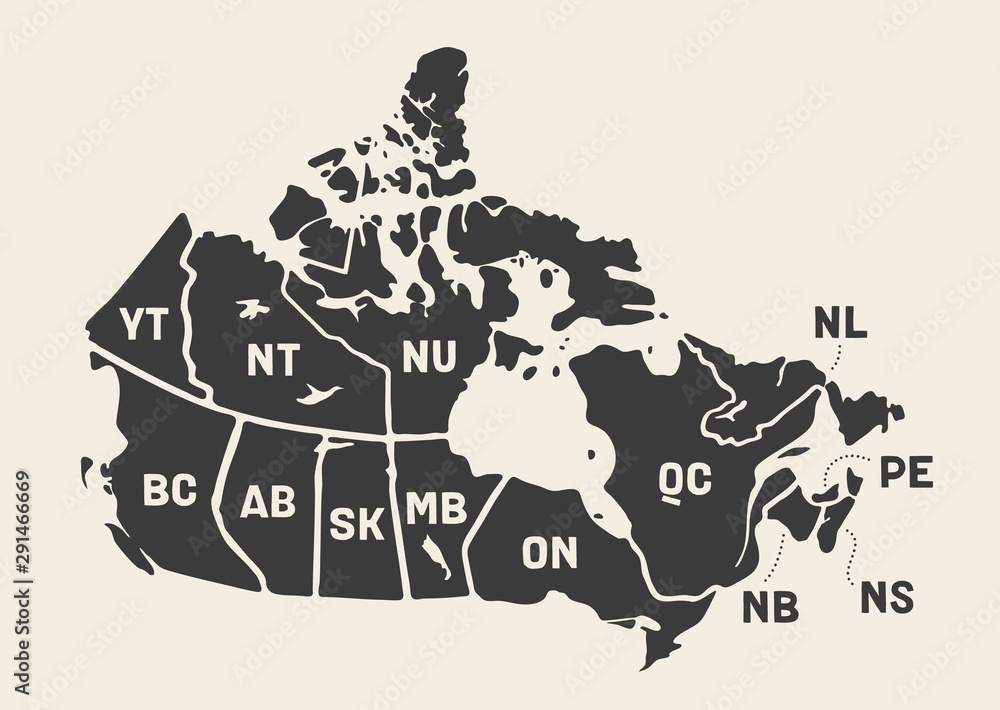 Map Canada. Poster map of provinces and territories of Canada Stock ...