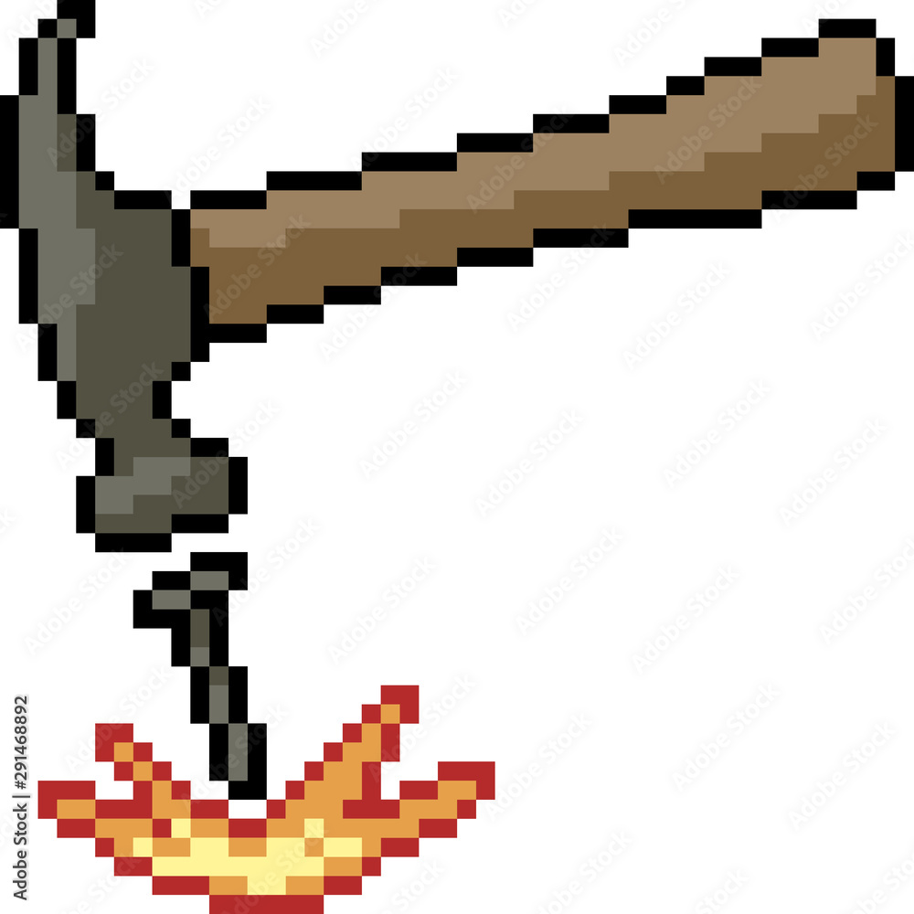 vector pixel art hammer nail Stock Vector | Adobe Stock