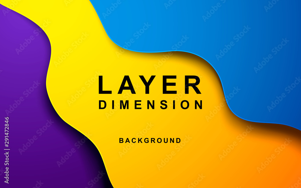 Color dimension background vector. Realistic purple, yellow and blue ...