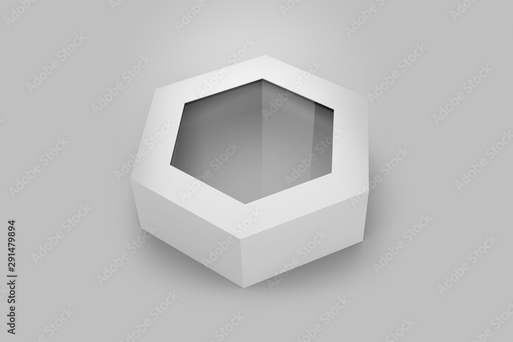 3D illustrator Empty box with a transparent plastic window for new ...