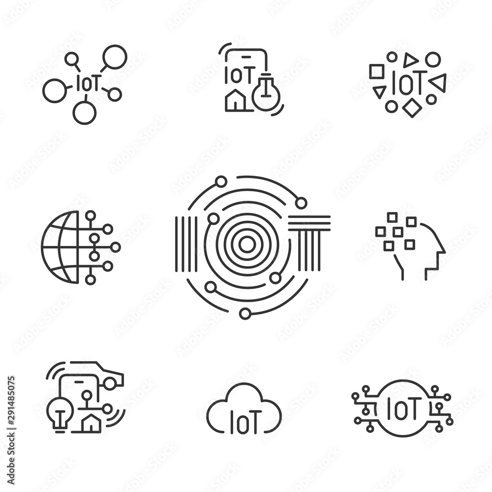 Internet of things, IoT icons. Vector editable line style. Stock Vector ...
