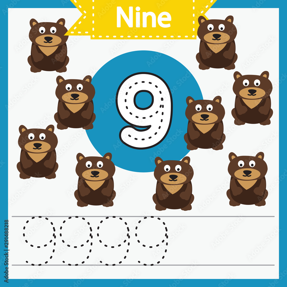 Baby learning cards with numbers and animals. Learning to count and to ...