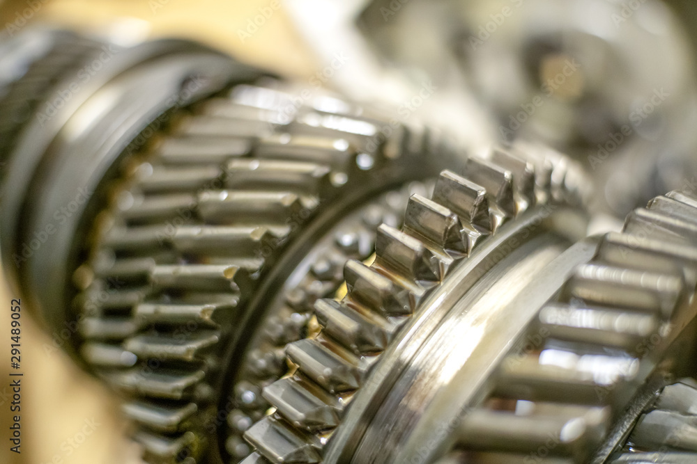 The gears from the car's gearbox close up. Stock Photo | Adobe Stock