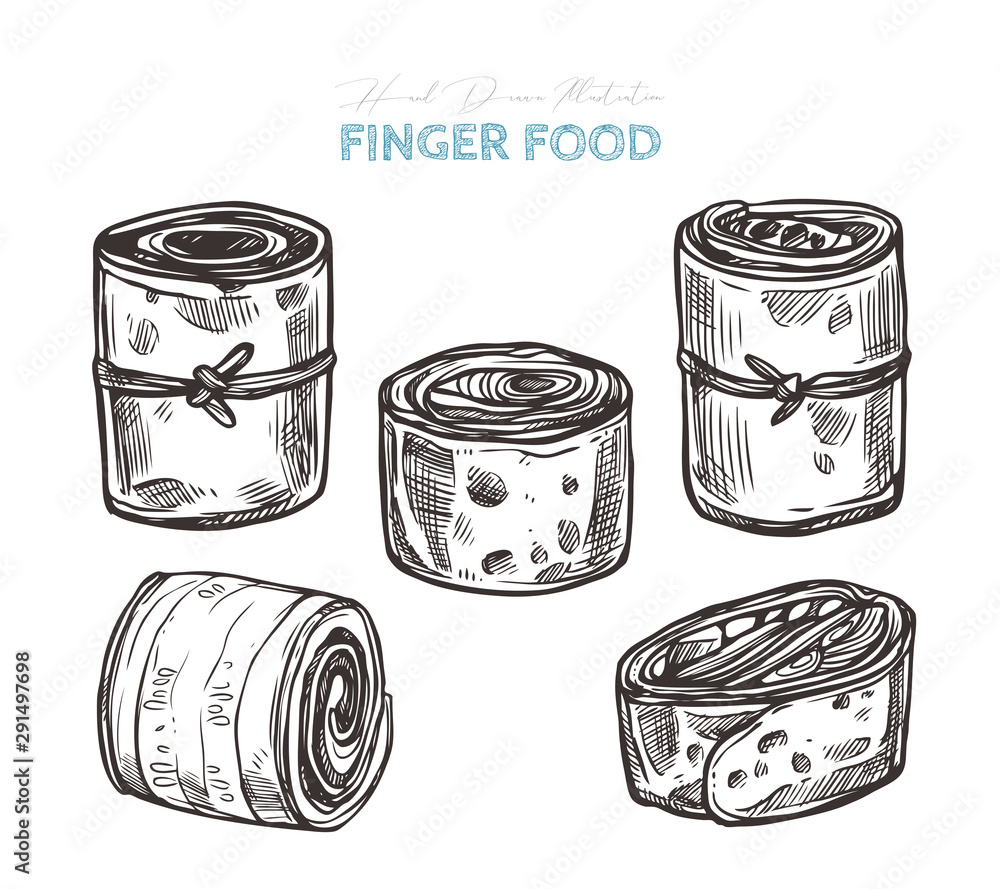 Appetizer finger food, vector sketch hand drawn illustration. Turkey ...